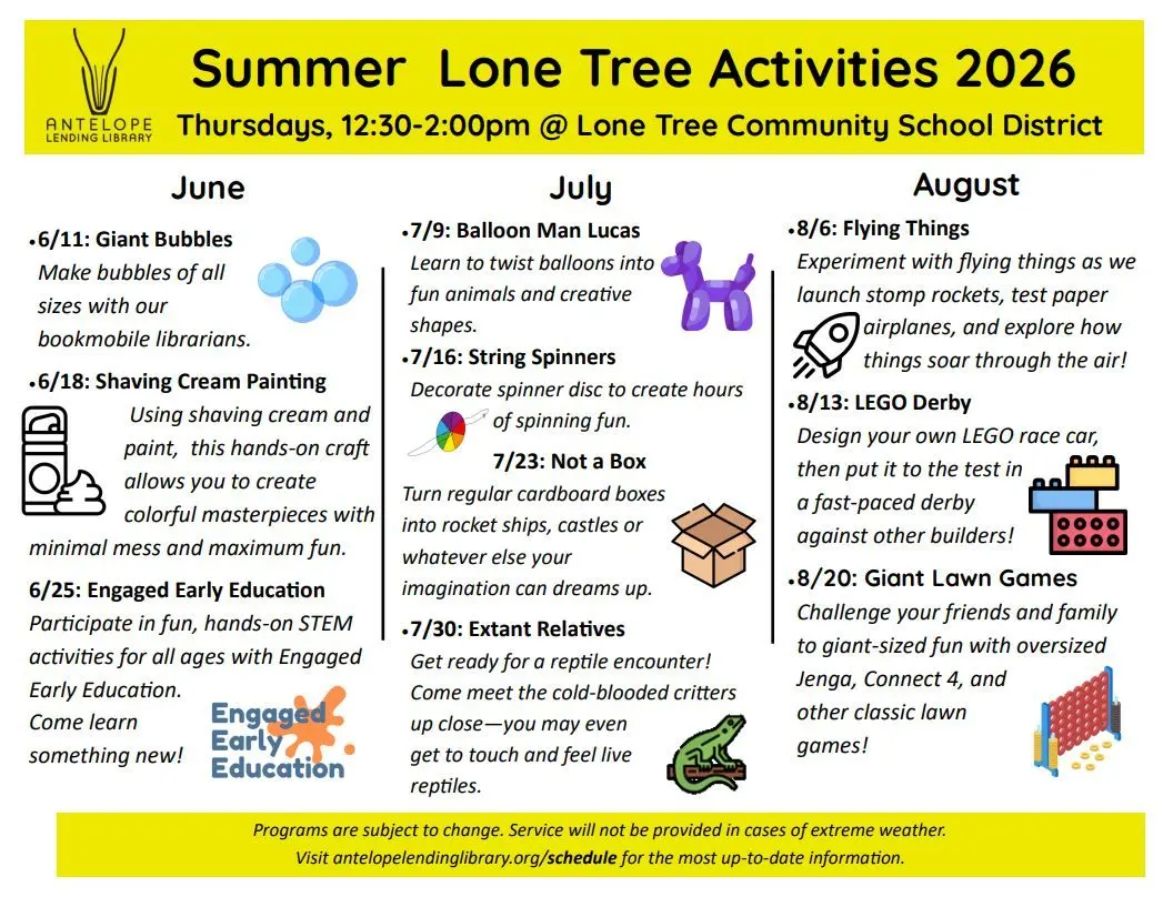 Variety of Summer Activities Planned at Lone Tree | KCII Radio - The ...