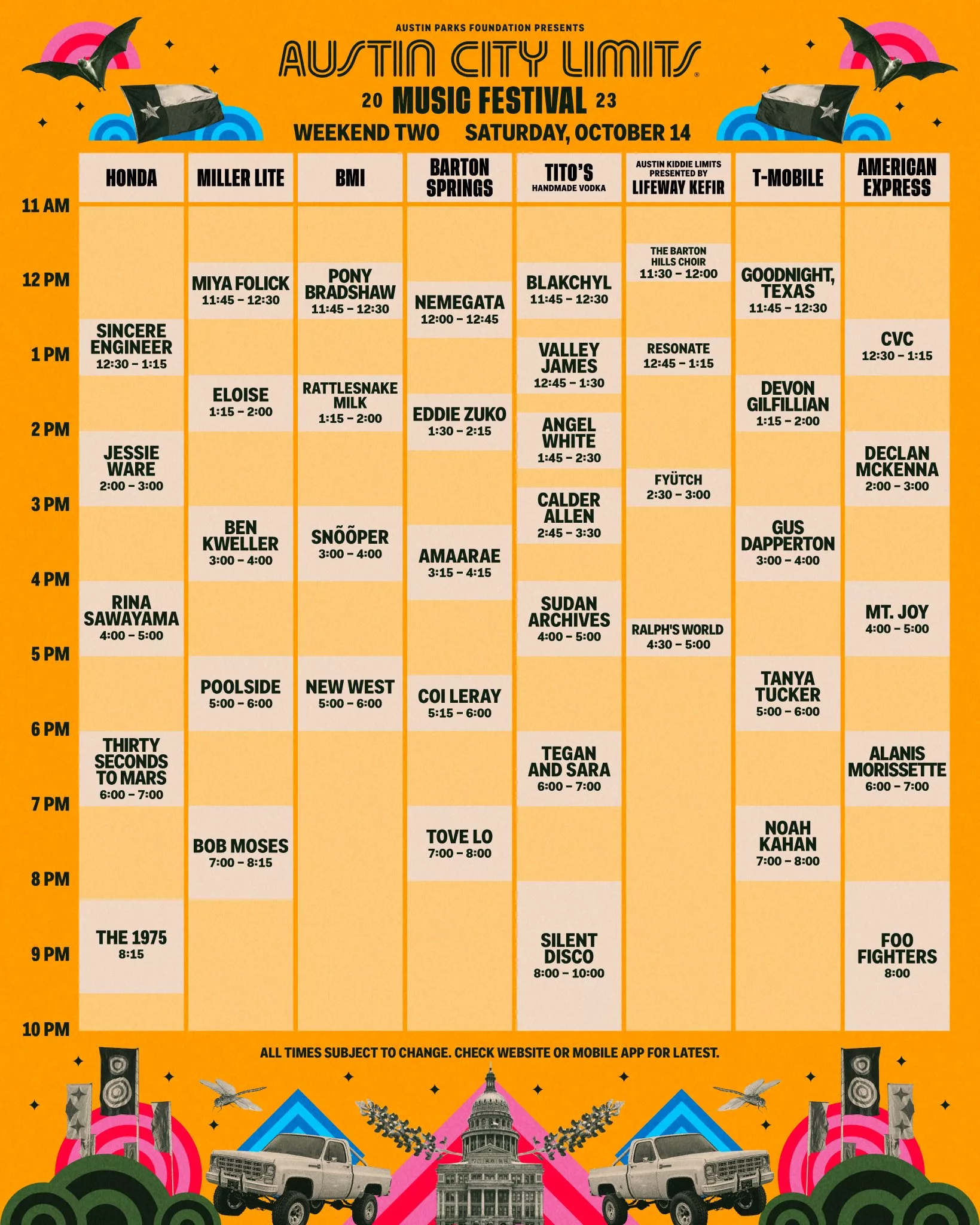 ACL Festival SET TIMES Schedule Your Weekend Austin City Limits ACL Festival SET TIMES Schedule Your Weekend Austin City Limits