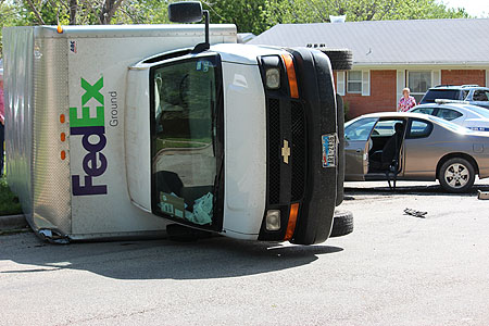FedEx Truck Overturns, One Transported to Hospital in 2-Vehicle ...