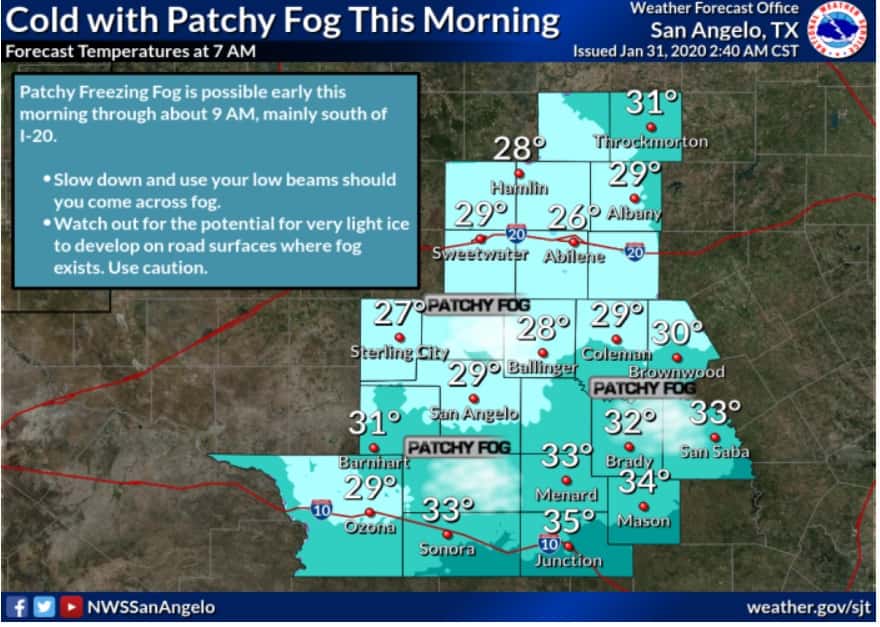 Freezing Fog Advisory Through 9:00 am Friday | Brownwood News