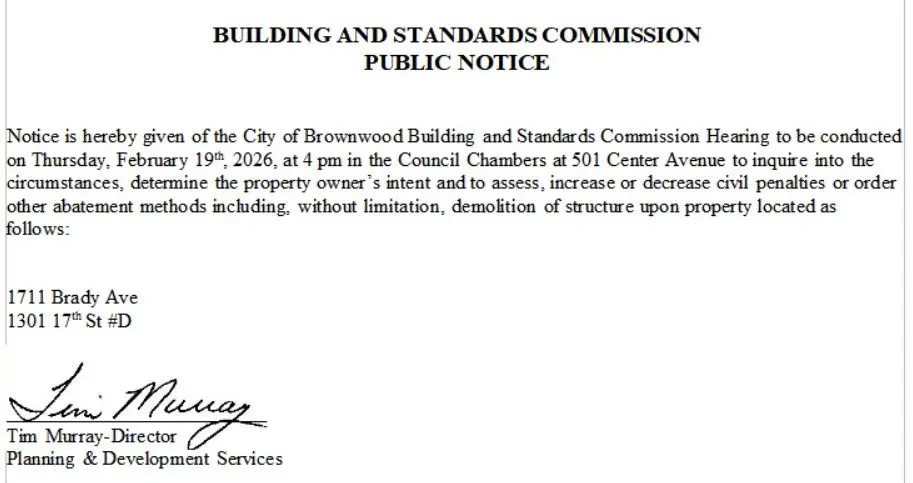 Buildings and Standards Commission to meet Feb. 19 | Brownwood News