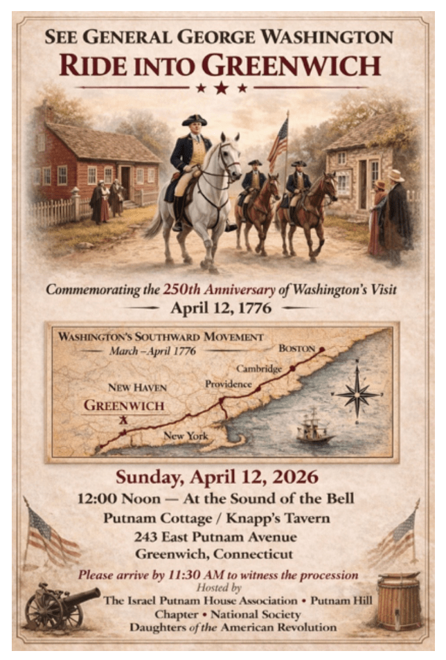 General George Washington Arrives on Horseback at Putnam Cottage ...