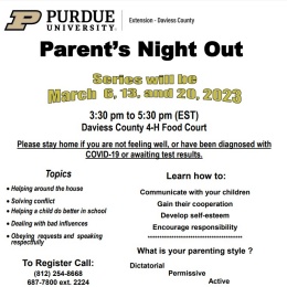 Purdue Extension-Daviess County Hosts Parent's Night Out Series to Improve Parenting Skills and ...