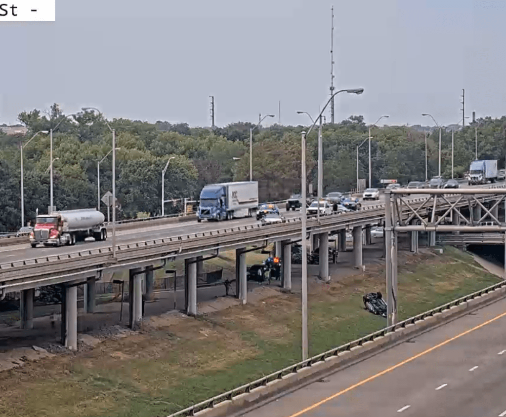 Driver injured when pickup goes off elevated highway in Wichita | 101.3 ...