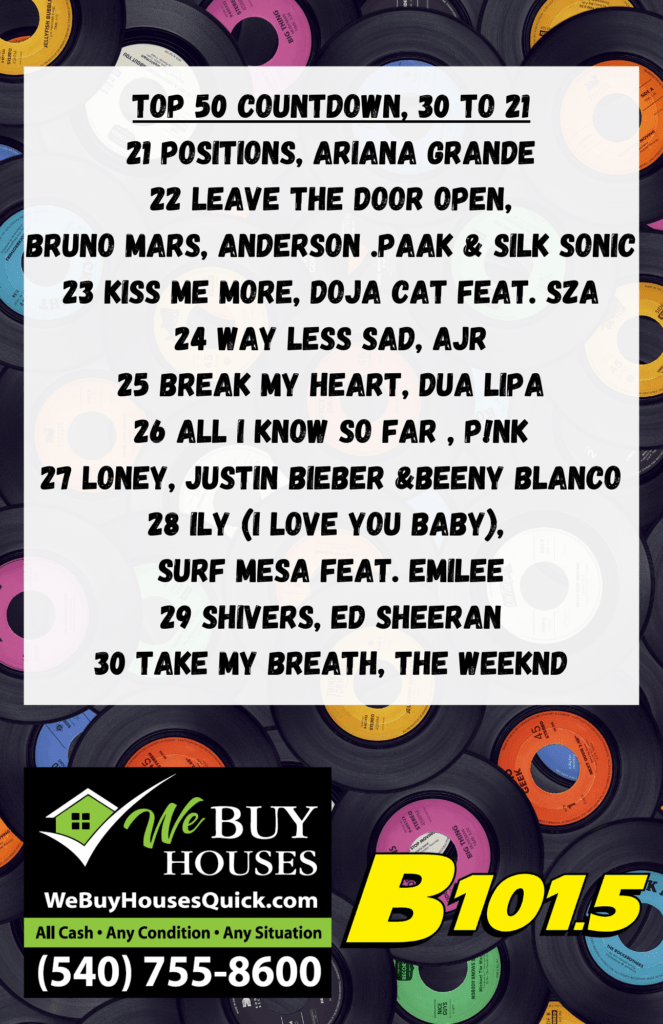 Top 50 Countdown, 30 to 31 | B101.5 Today's Best Music