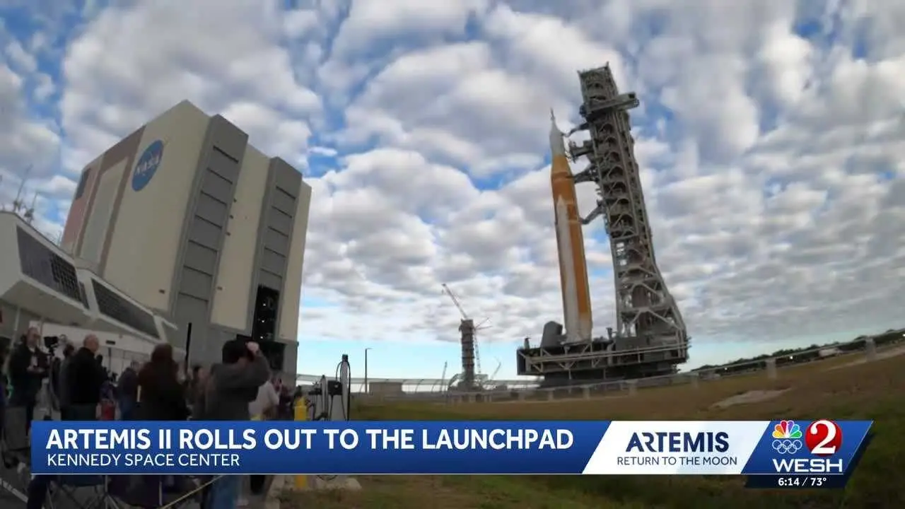 NASA rolls out Artemis II rocket and spacecraft at Kennedy Space Center ...