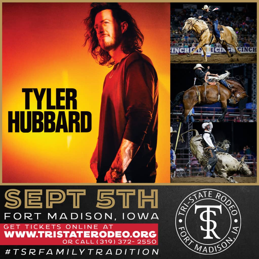 TYLER HUBBARD at Tri-State Rodeo in Fort Madison, IA – Country 94.9 FM 95