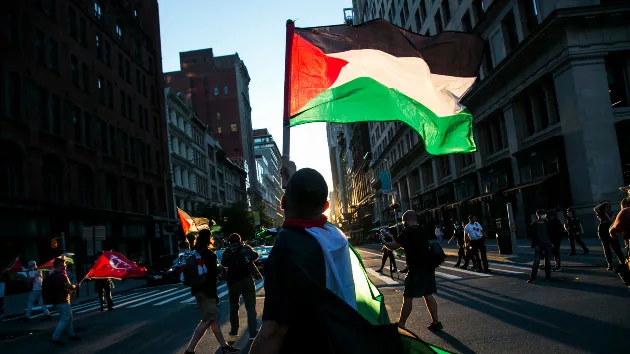 Pro-Palestinian protesters have tense standoff with riot police outside ...