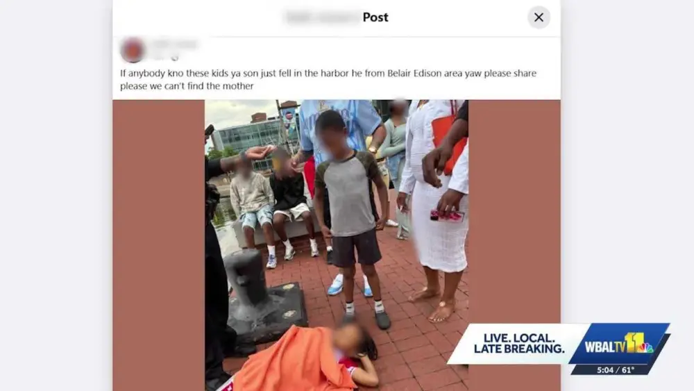 Boy rescued after falling into harbor on Mother's Day | WBAL Baltimore News