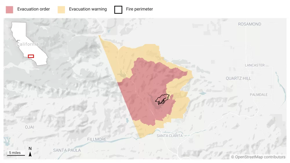 Hughes Fire evacuation and perimeter maps: New wildfire sparks in ...