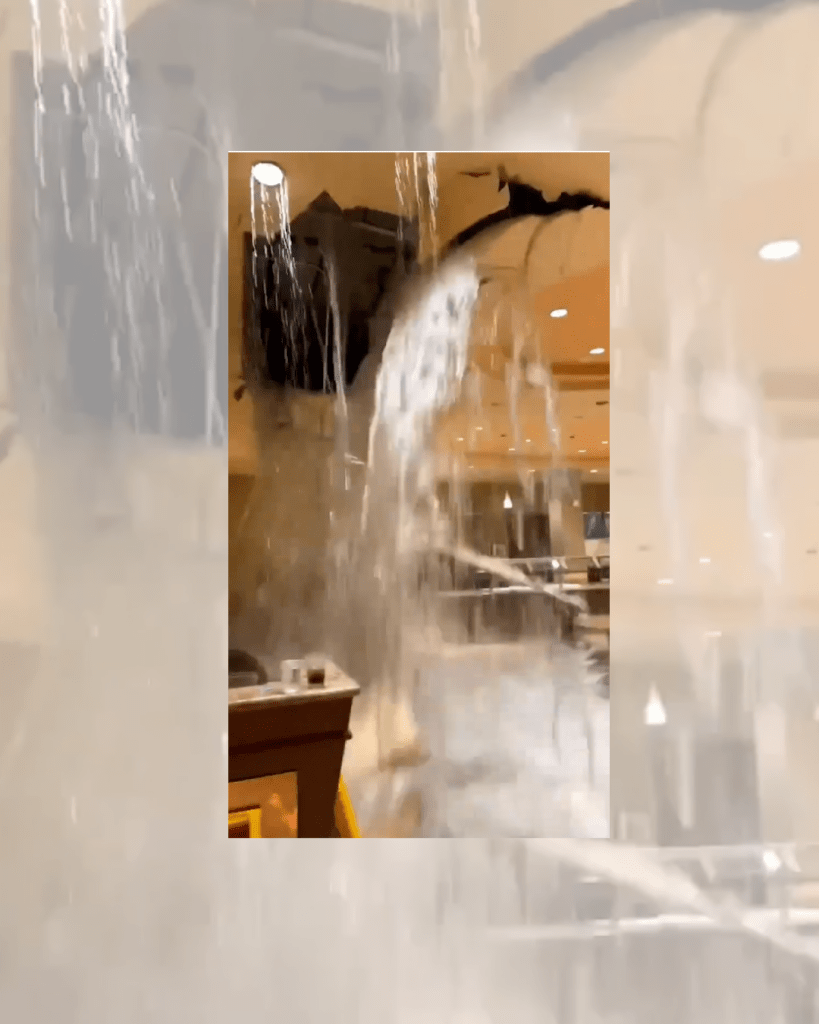 Wild video shows ceiling collapse inside hotel lobby | Rock 106.1 ...