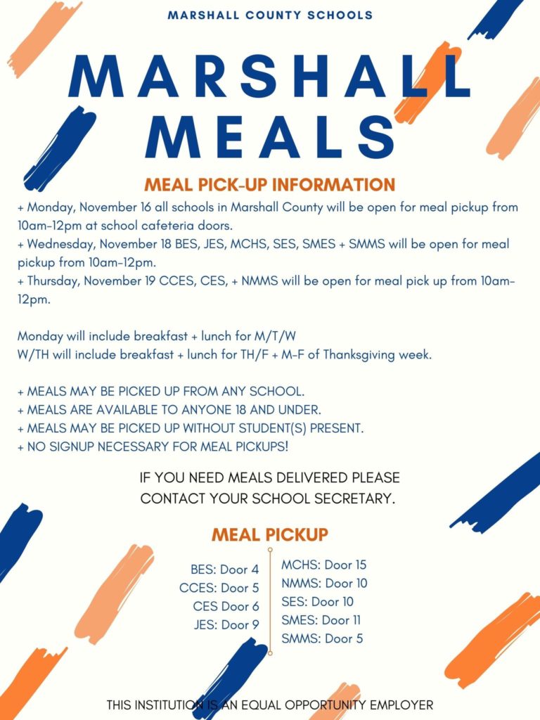 Marshall Meals pick-up information – starts Nov. 16 | Marshall County ...