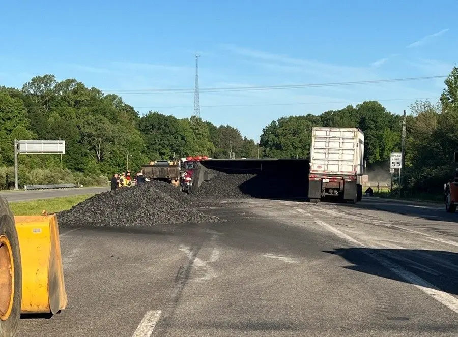 Rollover crash involving semi shuts down US-12 near New Buffalo for ...