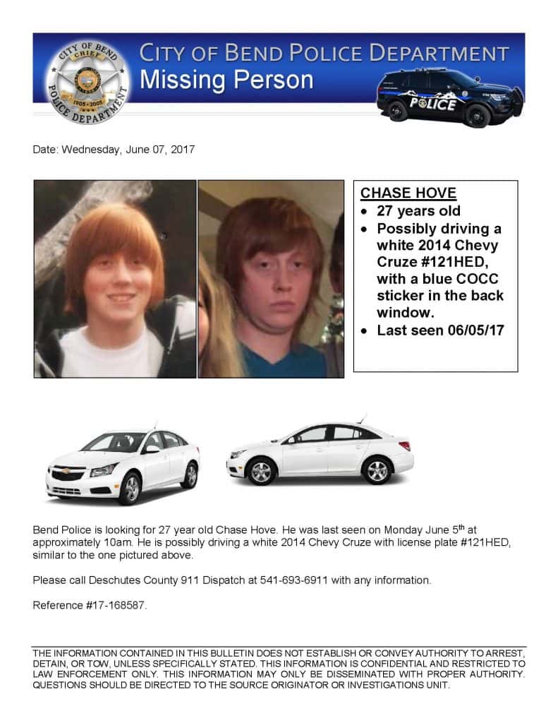 Missing 27 Year Old Chase Hove Horizon