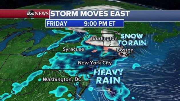 Storm Moves Into Northeast While Another Brings Severe Weather To