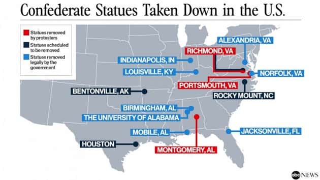 Here's where Confederate statues and memorials have been removed in the ...