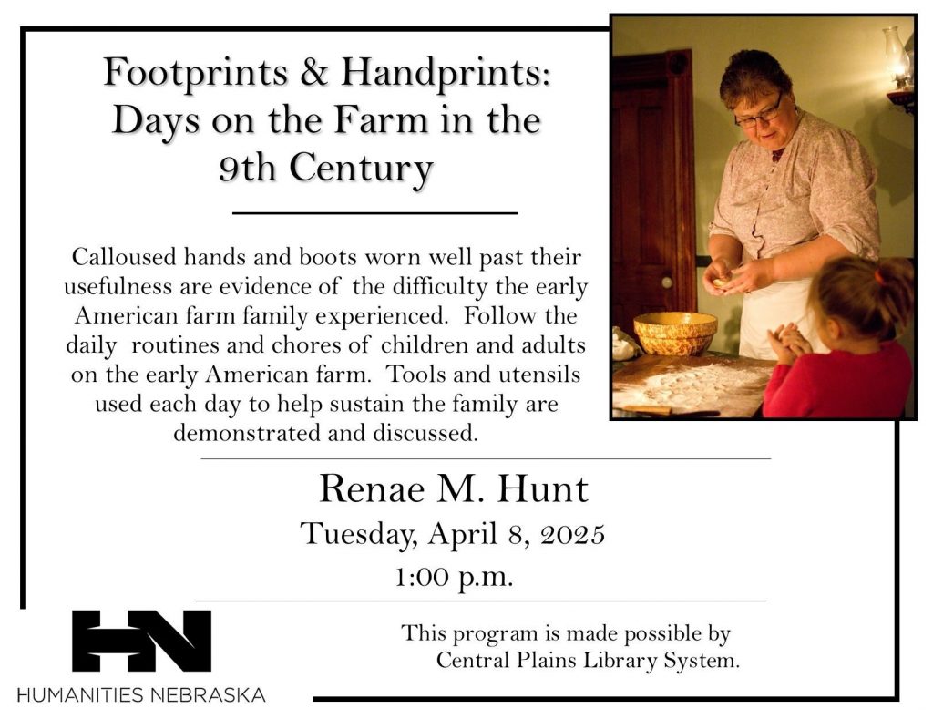 Footprints & Handprints: Days on the Farm in the 9th Century at Atkinson Public Library | KBRX ...