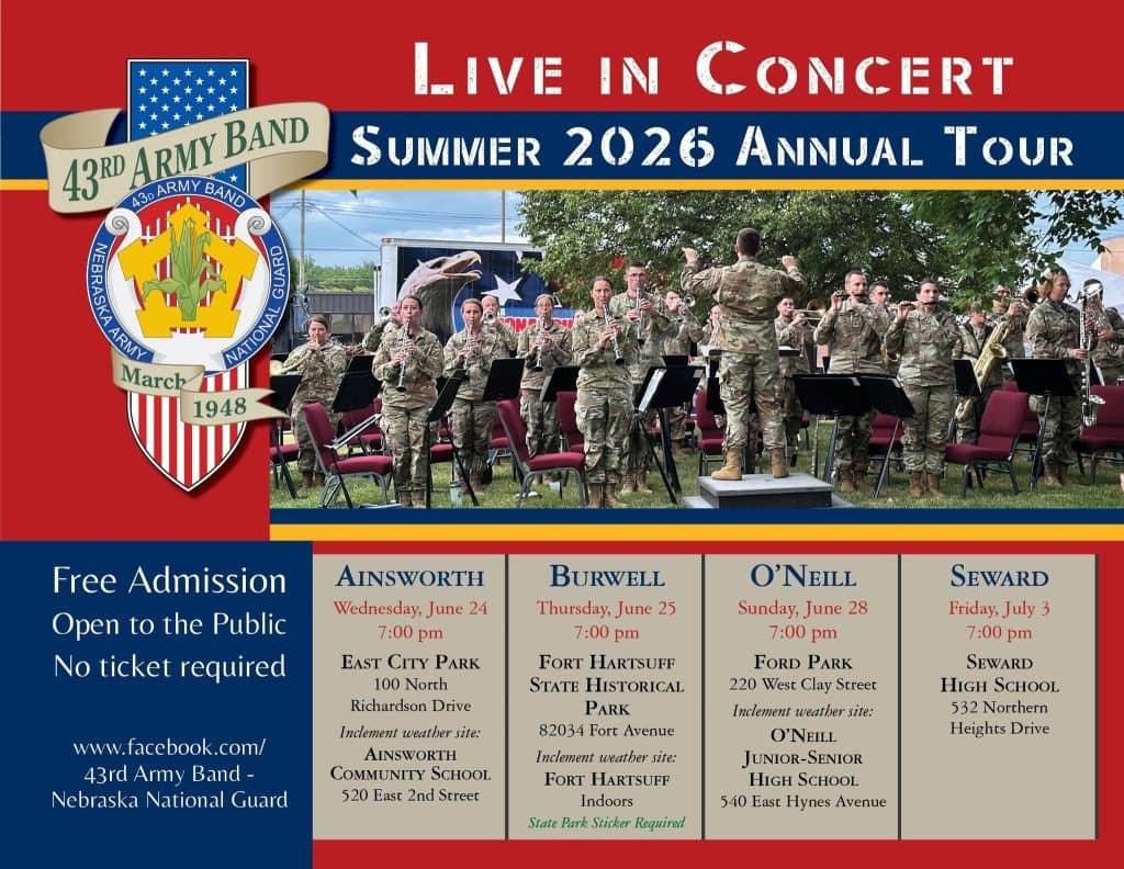 43rd Army Band To Perform Free Concerts in O'Neill, Ainsworth & Burwell ...