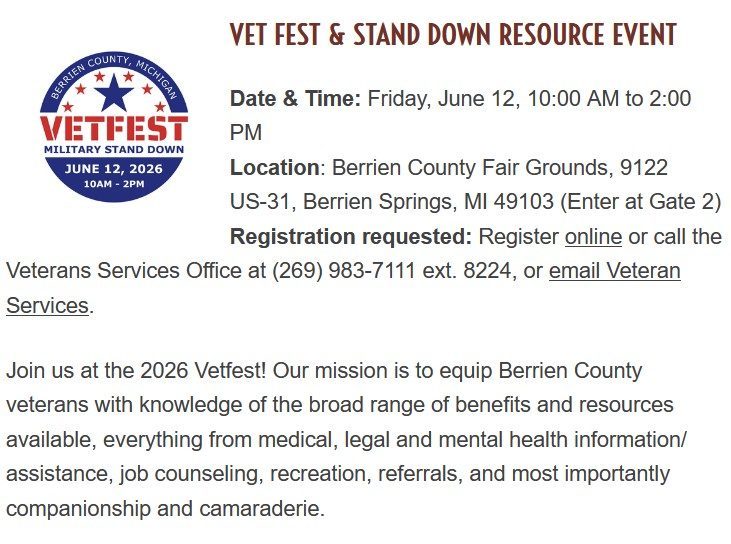 Berrien County Veterans Services planning 'VetFest' for June 12 | WIRX ...