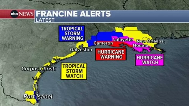 Tropical Storm Francine tracker: Storm forecast to become hurricane as ... Tropical Storm Francine tracker: Storm forecast to become hurricane as ...
