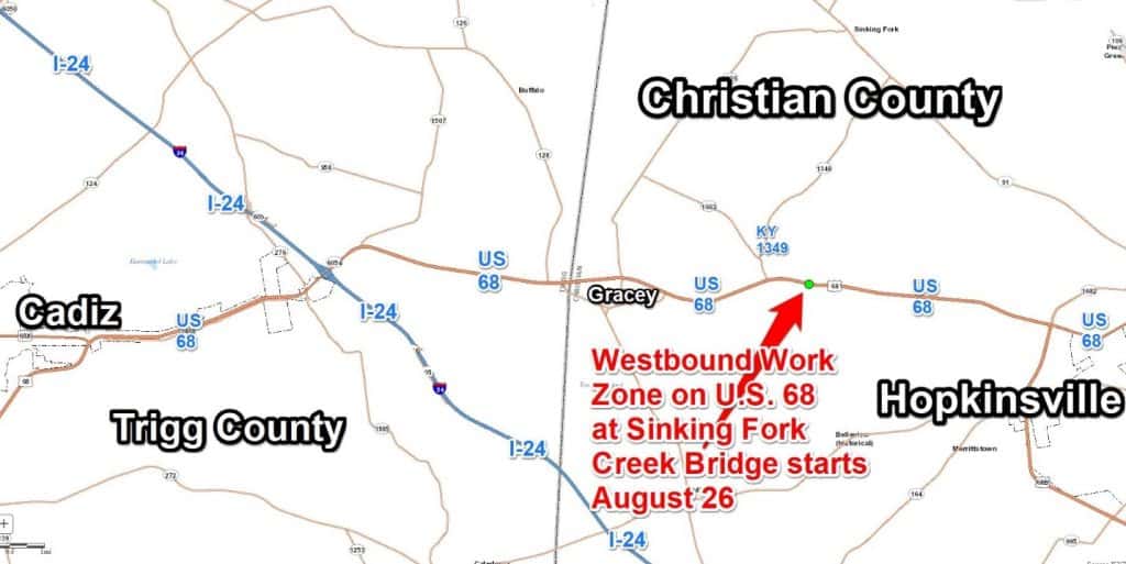 Lane Restriction Begins Monday On US 68 In Christian Co. | WKDZ Radio